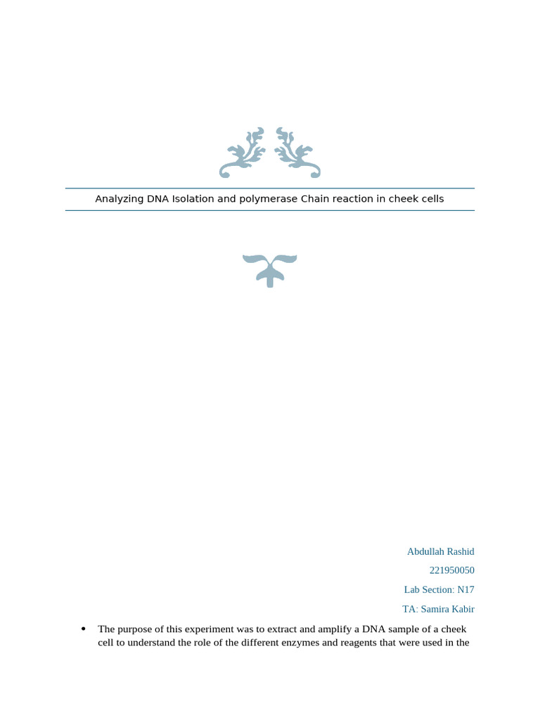 Lab 4 Assignment - Abdullah Rashid | PDF | Primer (Molecular Biology) | Taq Polymerase