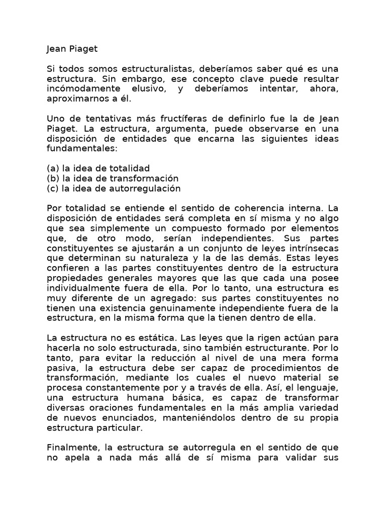 Estructuras según Jean Piaget | PDF | Existencia
