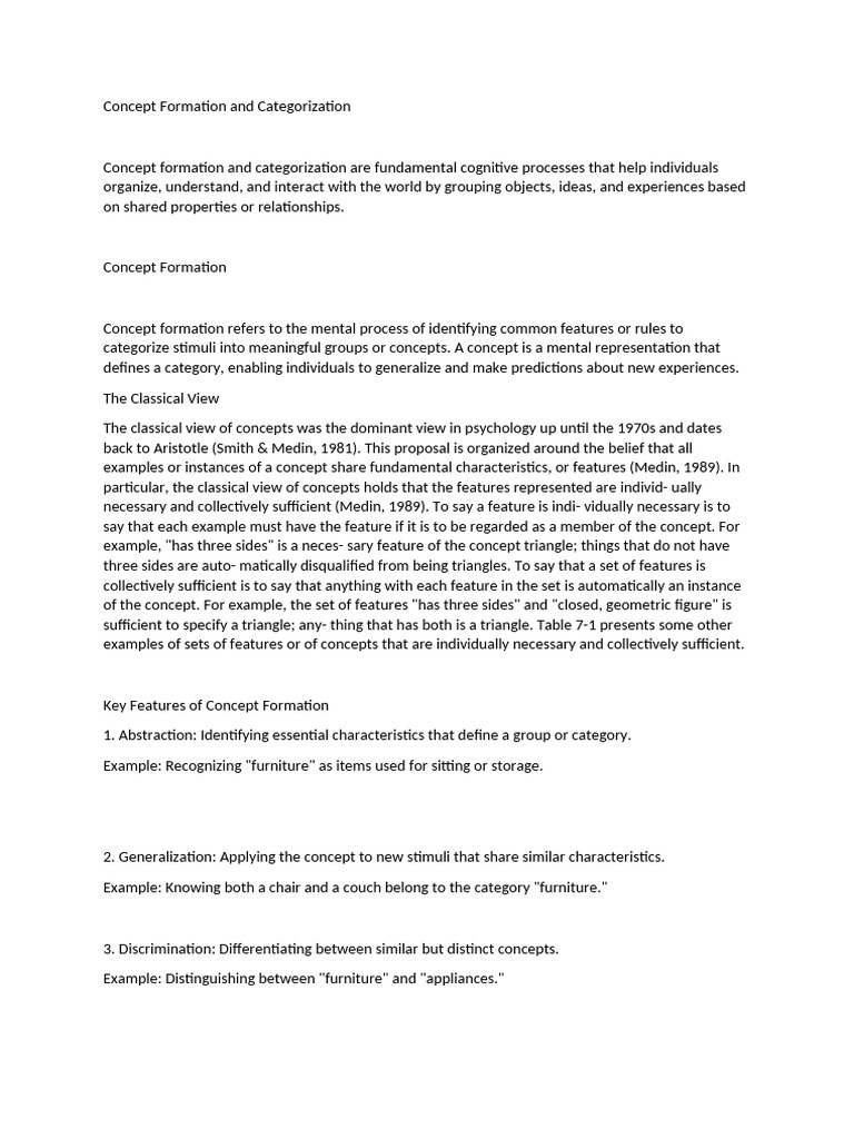 Concept Formation and Categorization | PDF | Decision Making | Concept