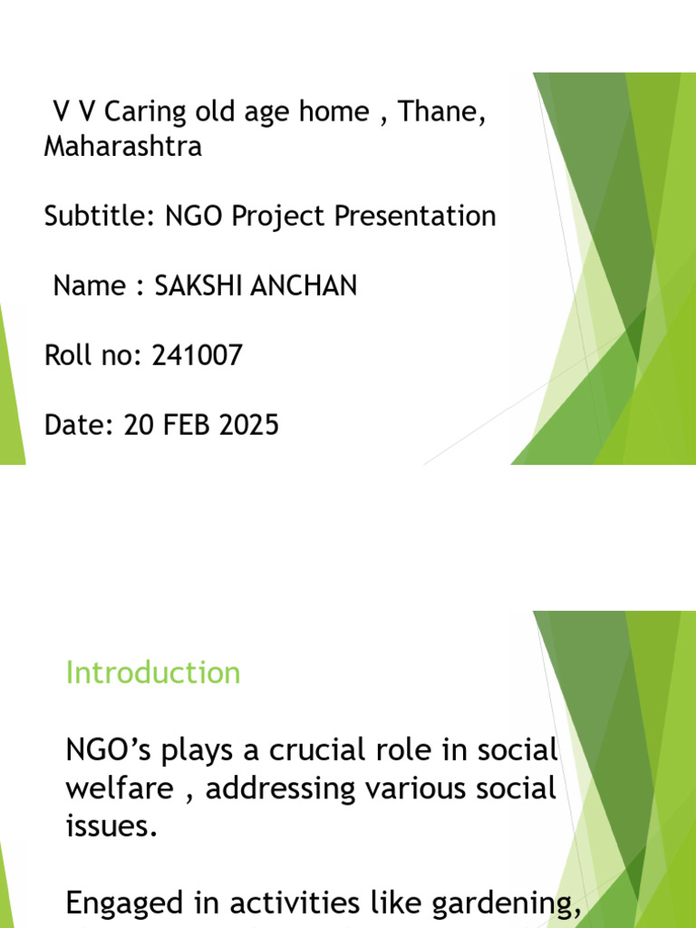 NGO Project on Elderly Care | PDF