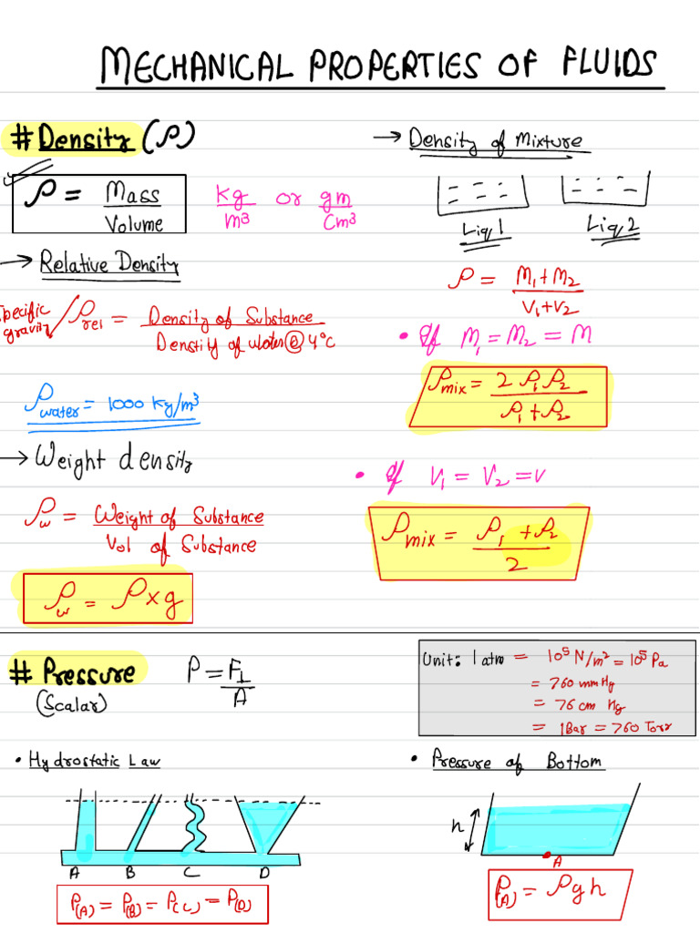 Mechanical Properties of Fluids Explained | PDF | Pressure | Dynamics ...