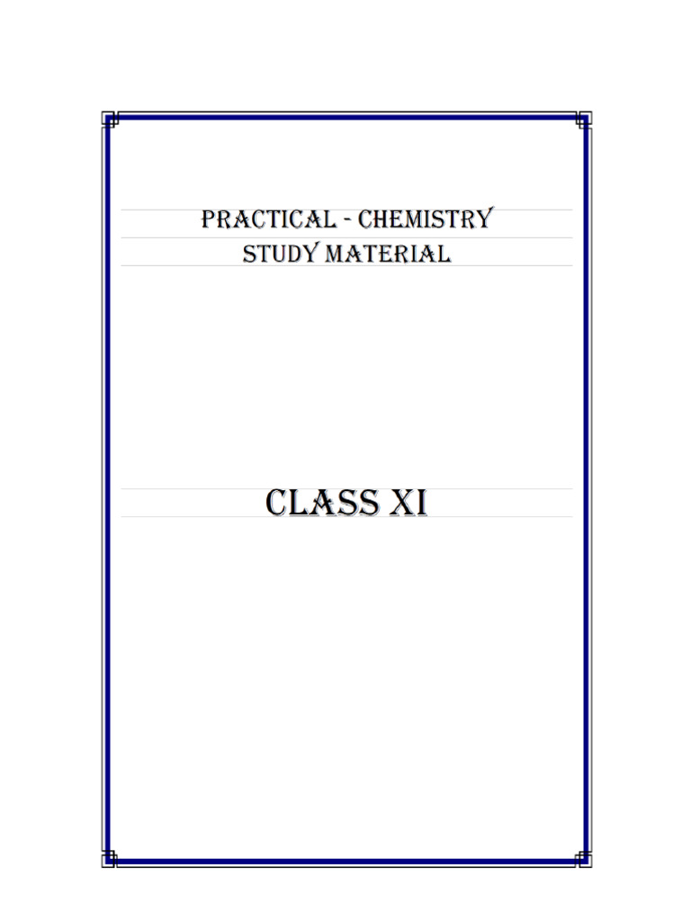 Practical Chemistry Class XI | PDF