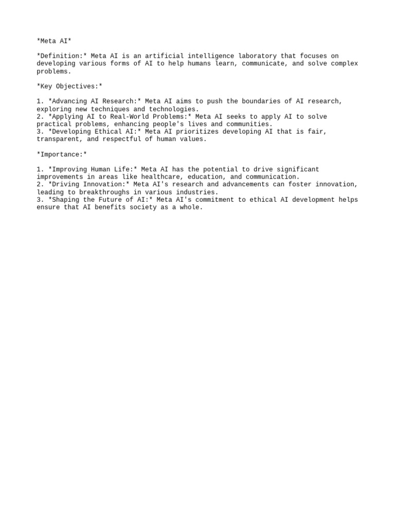 Overview of Meta AI's Objectives and Impact | PDF