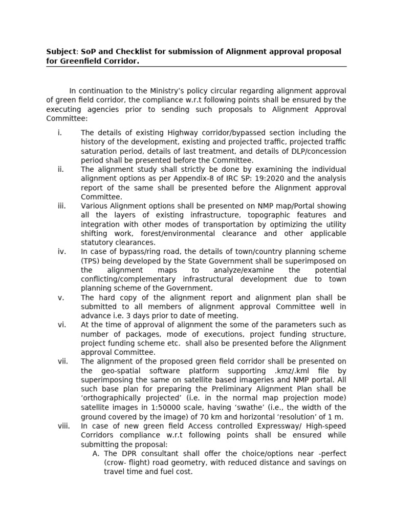 Alignment Approval Proposal Checklist | PDF | Road Infrastructure ...