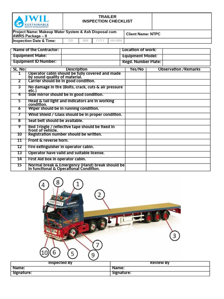 Trailer Inspection Checklist | PDF