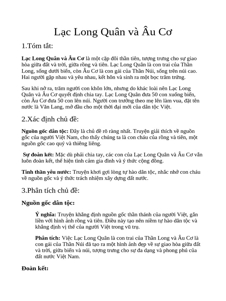 L C Long Quân Và Âu Cơ | PDF
