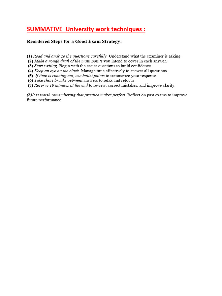 SUMMATIVE University Work Techniques | PDF