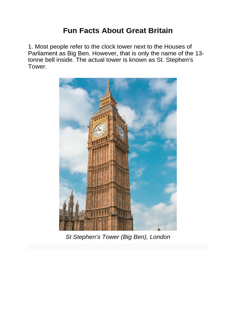 Fun Facts About Great Britain | PDF | Postage Stamp