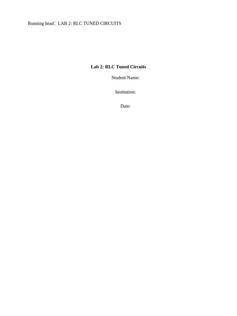 Lab 2 RLC Tuned Circuits | PDF | Resonance | Radio Technology