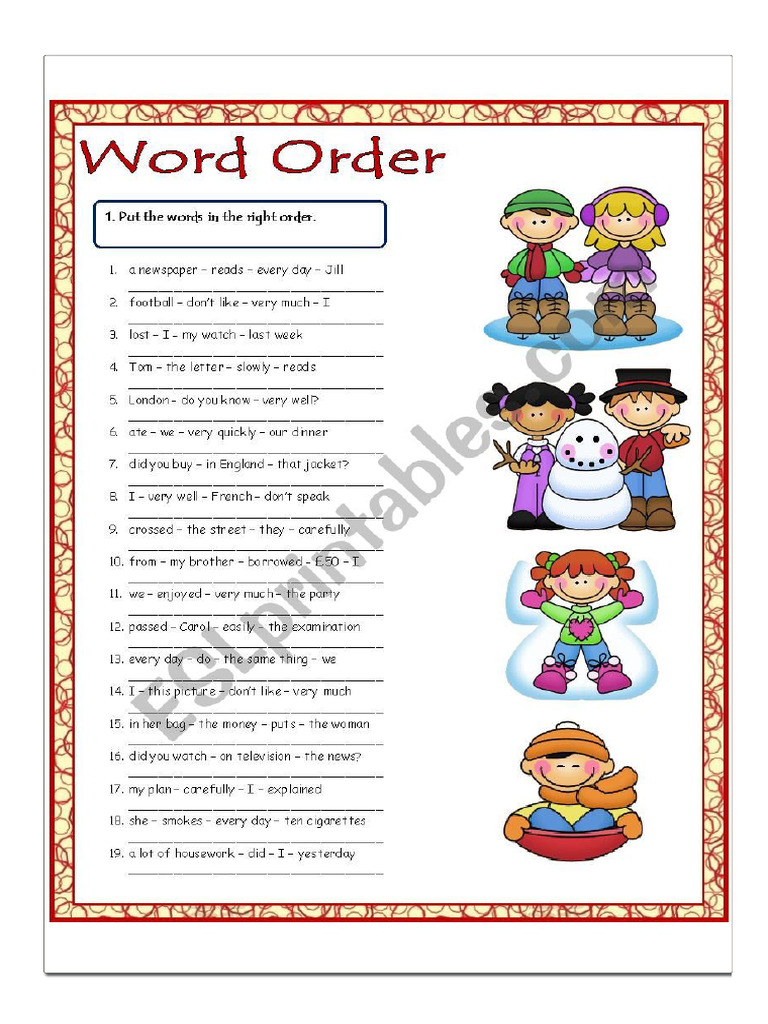 Word Order - ESL Worksheet by Krümel | PDF