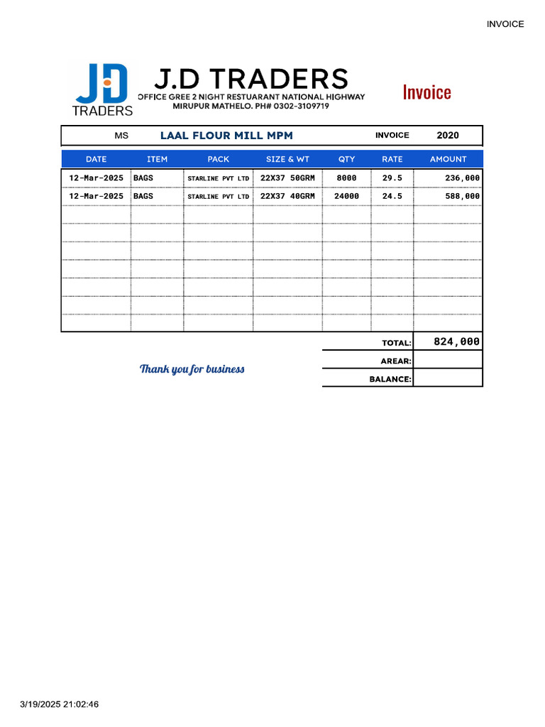 LAAL FLOUR MILL (Bill 2020) | PDF