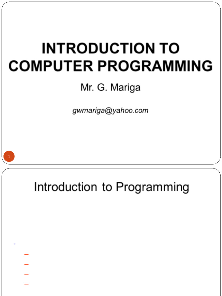 Lecture 1 Introduction To Programming | PDF | Programming | Computer Program