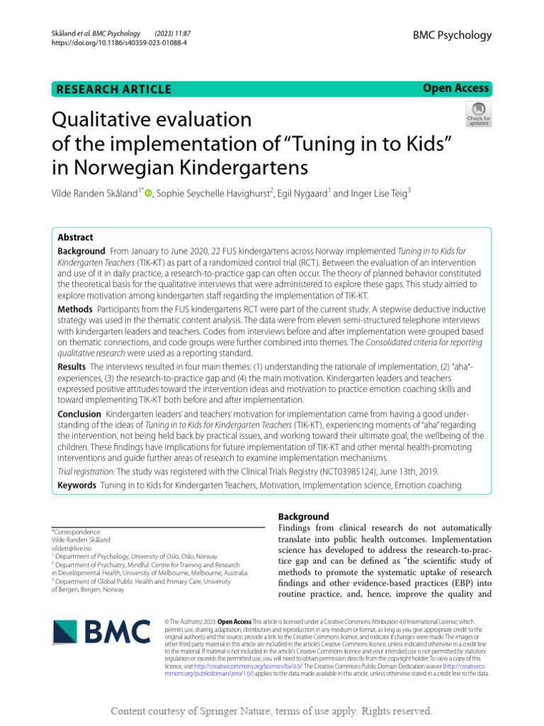 Qualitative_evaluation_of_the_implementation_of_Tu | PDF | Attitude (Psychology) | Qualitative ...