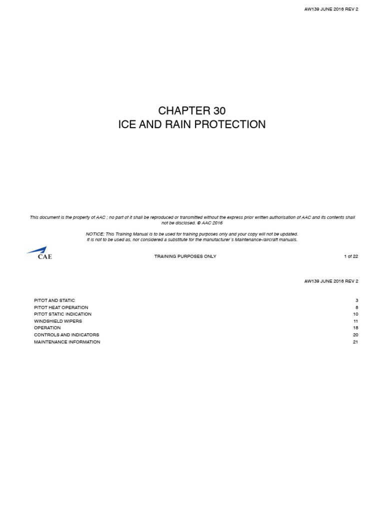 AW139 Ice and Rain Protection Manual | PDF