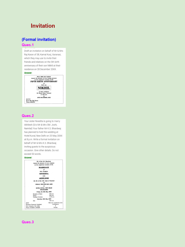 Formal & Informal Invitation and It's Reply | PDF