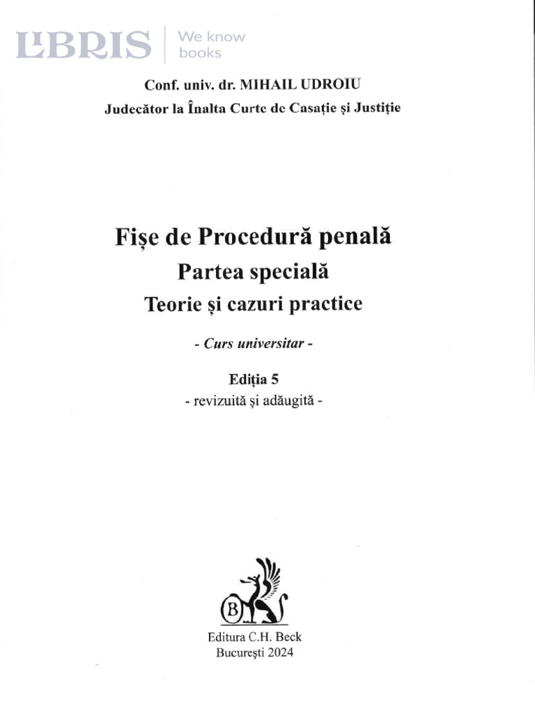 Fise de Procedura penala. Partea speciala Ed.5 - Mihail Udroiu | PDF