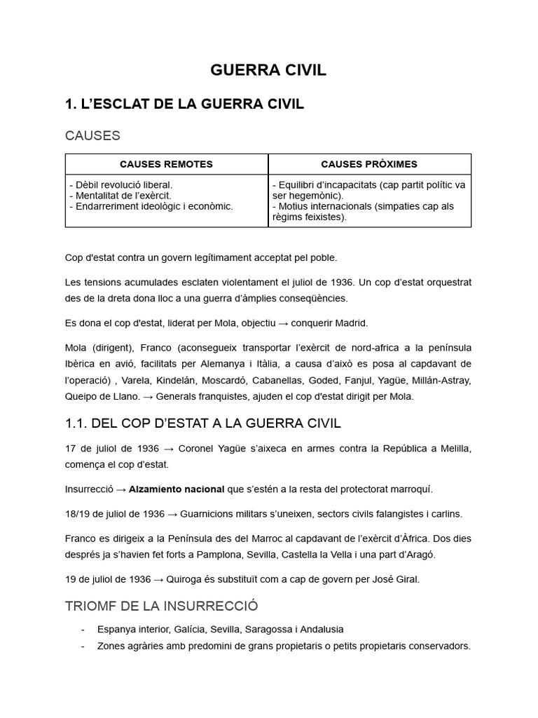 EXAMEN - GUERRA CIVIL | PDF