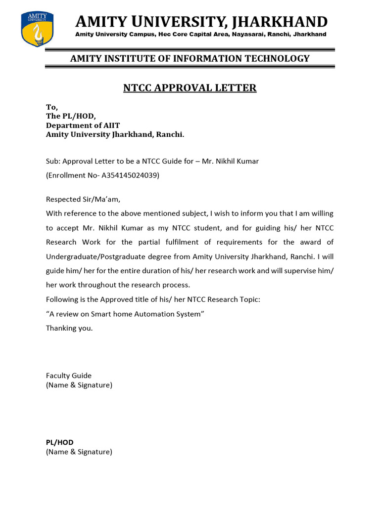 NTCC Aproval Letter | PDF