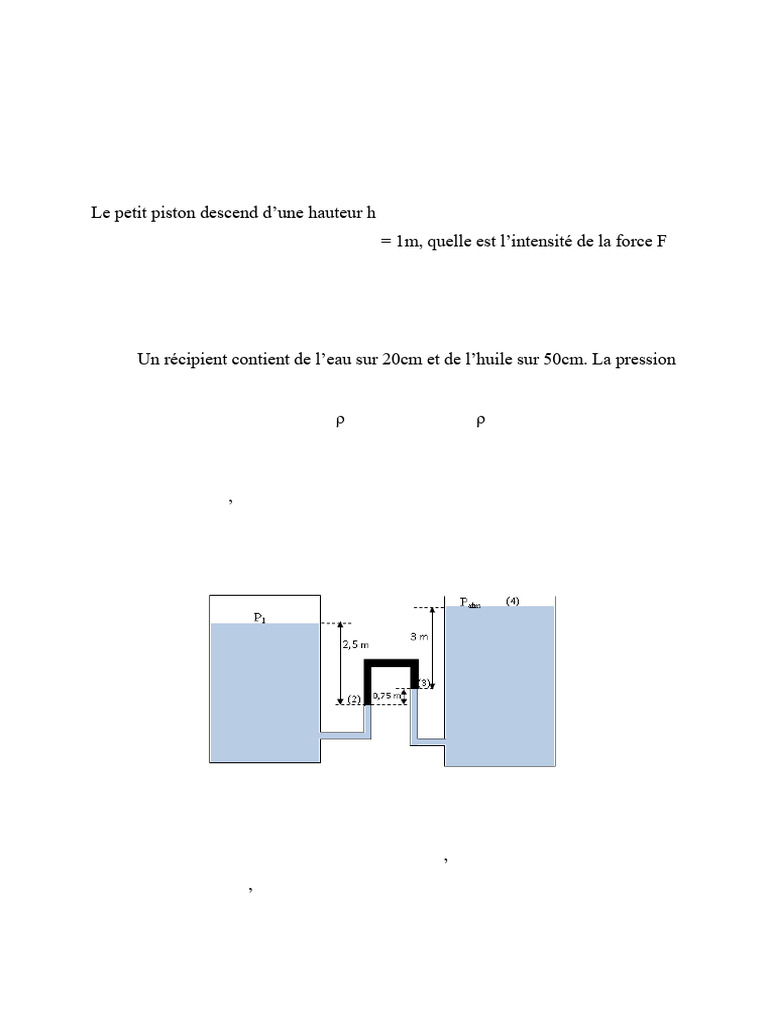 Statique et dynamique des fluides : exercices | PDF | Pression | mesure ...