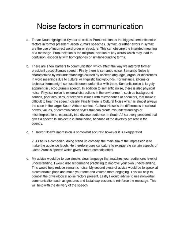 Noise Factors in Communication - ICE TASK 2 | PDF | Semantics | Speech