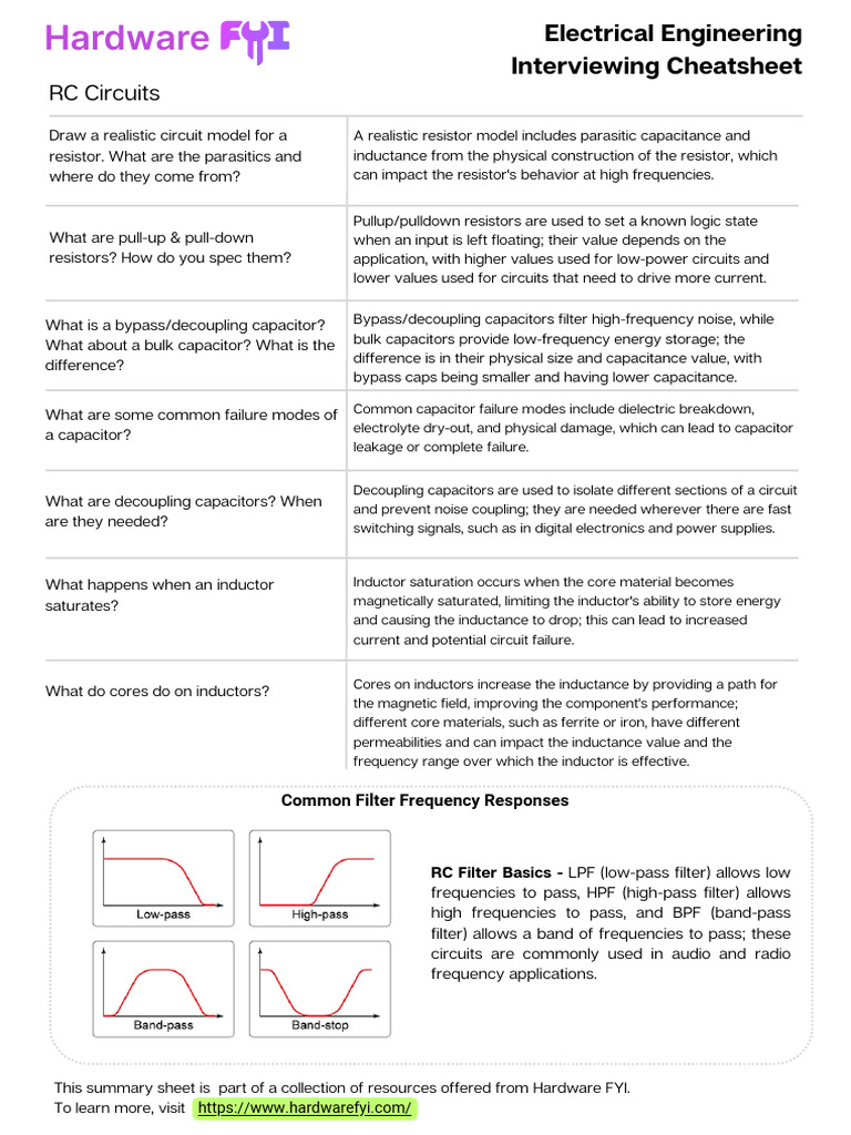 Electrical Engineering Interview Cheatsheet | PDF | Printed Circuit ...
