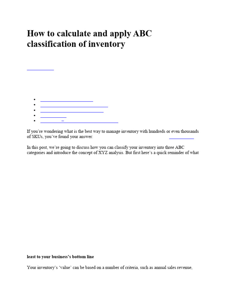 How To Calculate and Apply ABC Classification of Inventory | PDF ...