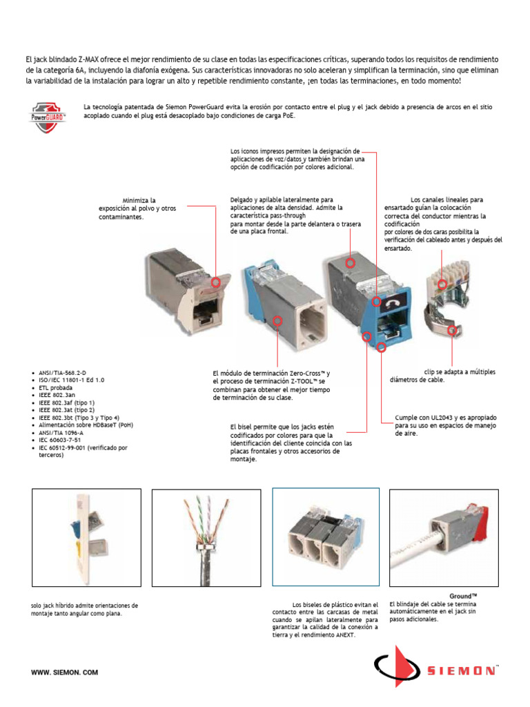 siemon-z-max-6a-shielded-outlets-es_spec-sheet [Spanish] (1) | PDF ...