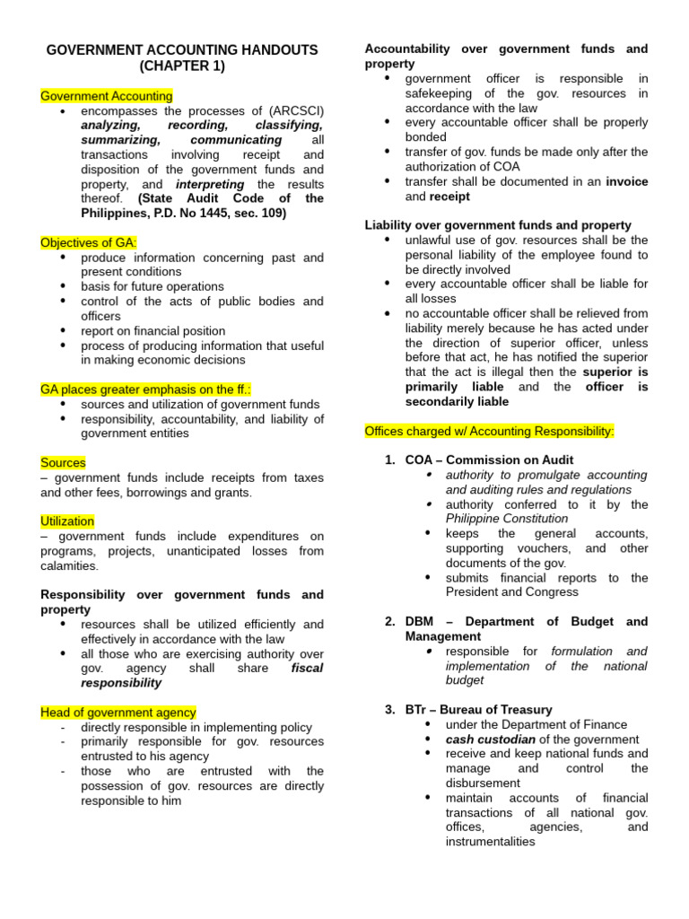 Government Accounting Handouts | PDF | Equity (Finance) | Business