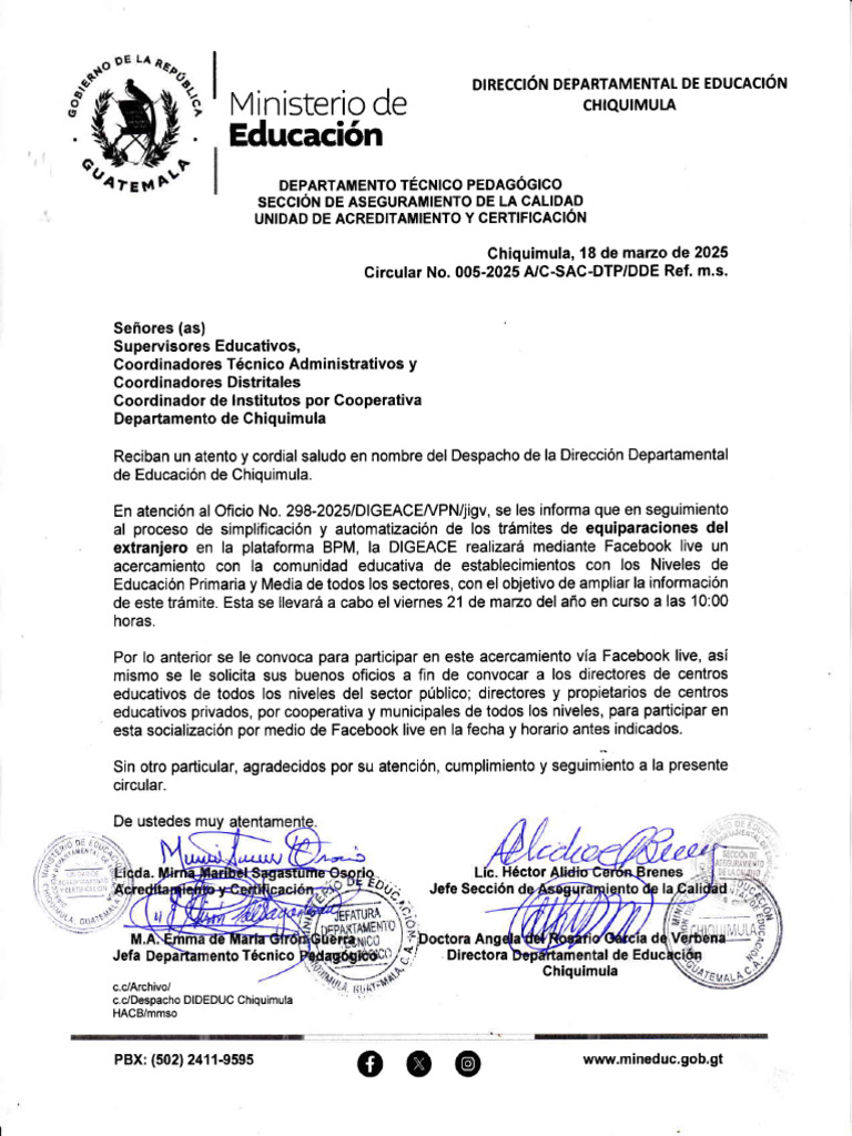 Circular 005-2025 Webinar Equiparaciones | PDF