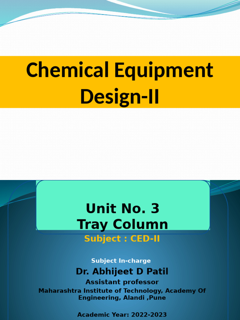 Unit 3 Design of Tray Column | PDF | Distillation | Chemistry