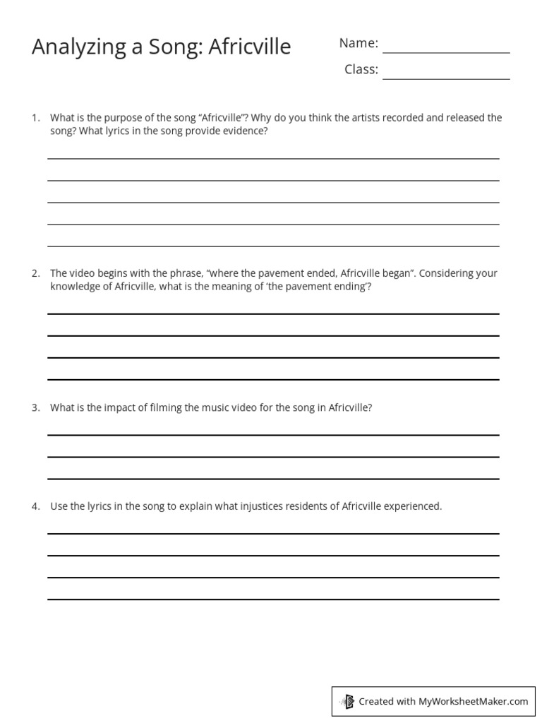 Analyzing A Song Africville | PDF