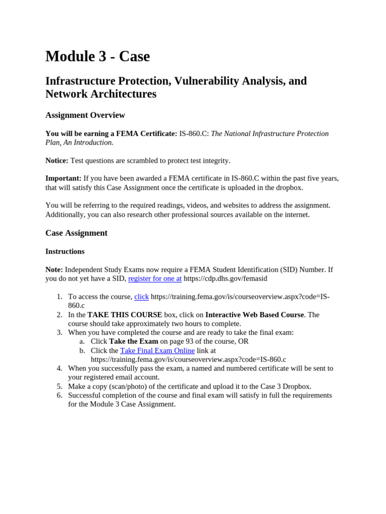 FEMA IS-860.C Course Assignment Guide | PDF
