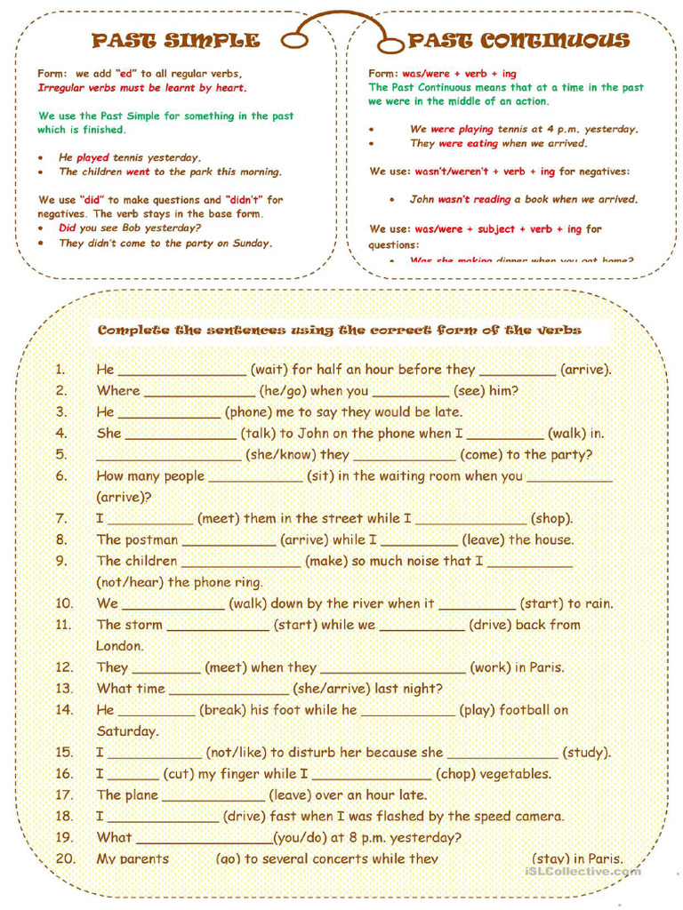 Past Simple vs. Past Continuous | PDF