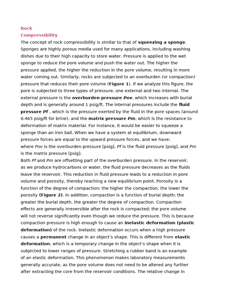 Rock Compressibility Lecture Note | PDF | Porosity | Pressure