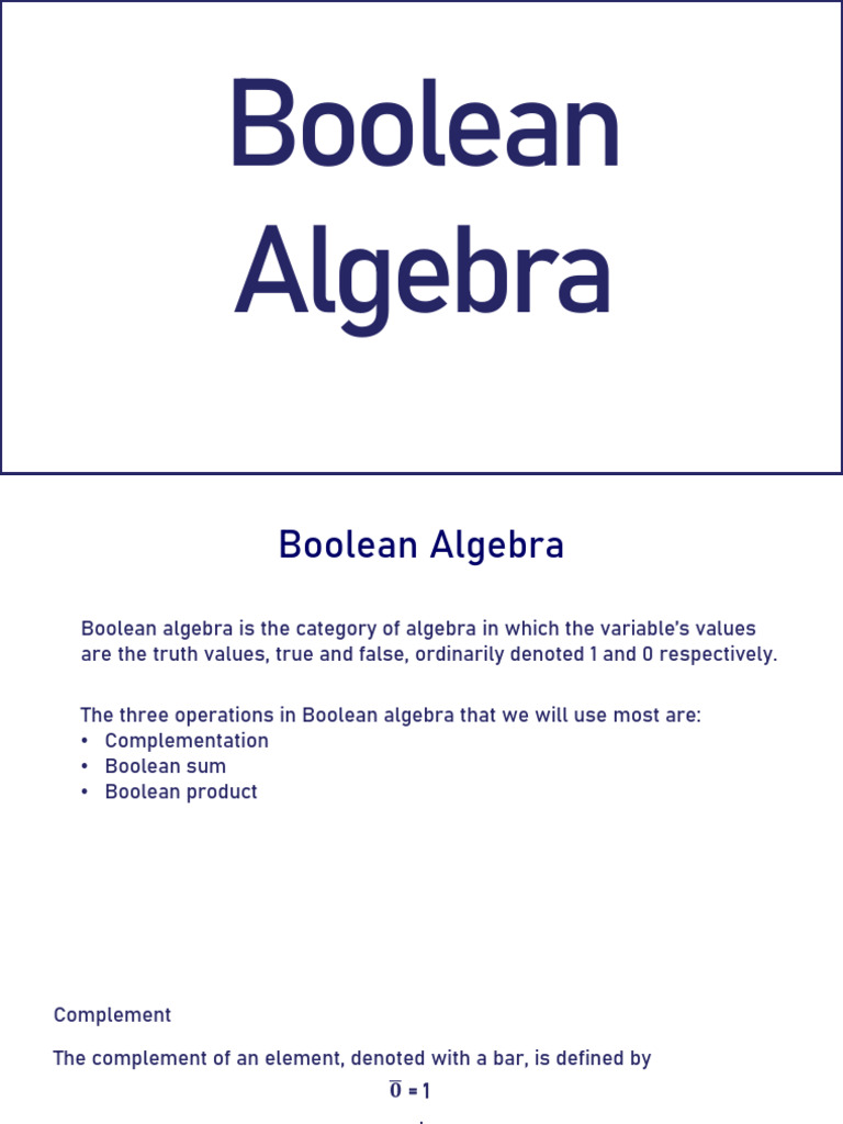 Lecture 05 - Boolean Algebra | PDF | Boolean Algebra | Teaching Mathematics