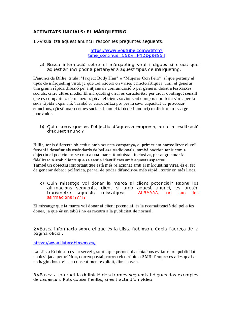 Activitats Inicials | PDF