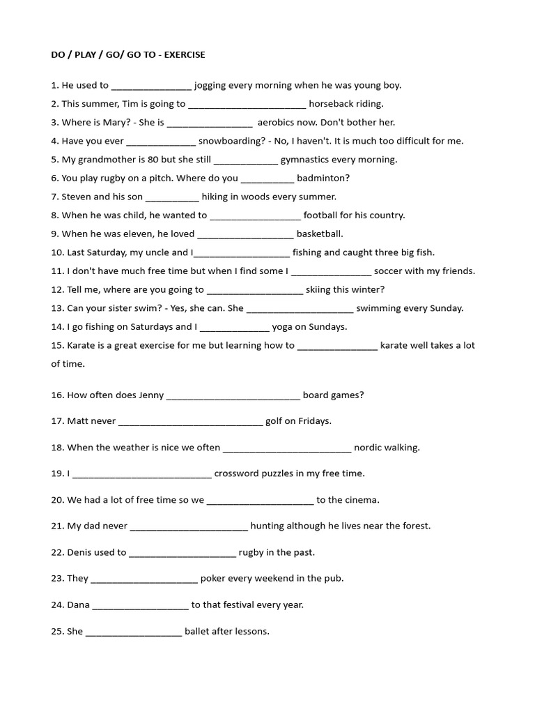 Sports Exercise Practice Activities | PDF