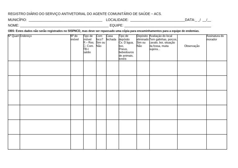 Planilha Registro Dos ACS 2 | PDF