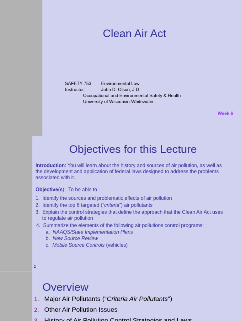 Clean Air Act Overview and Pollutants | PDF | Clean Air Act (United ...