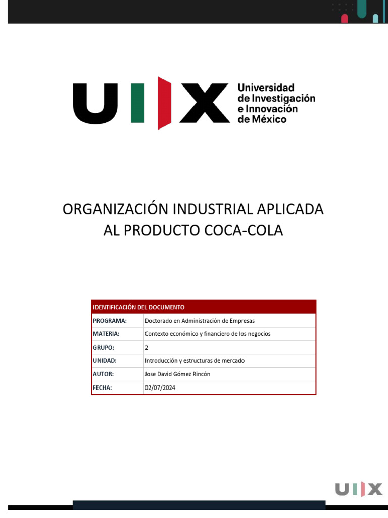 Estructura del mercado de Coca-Cola | PDF | Coca Cola | Mercado (economía)