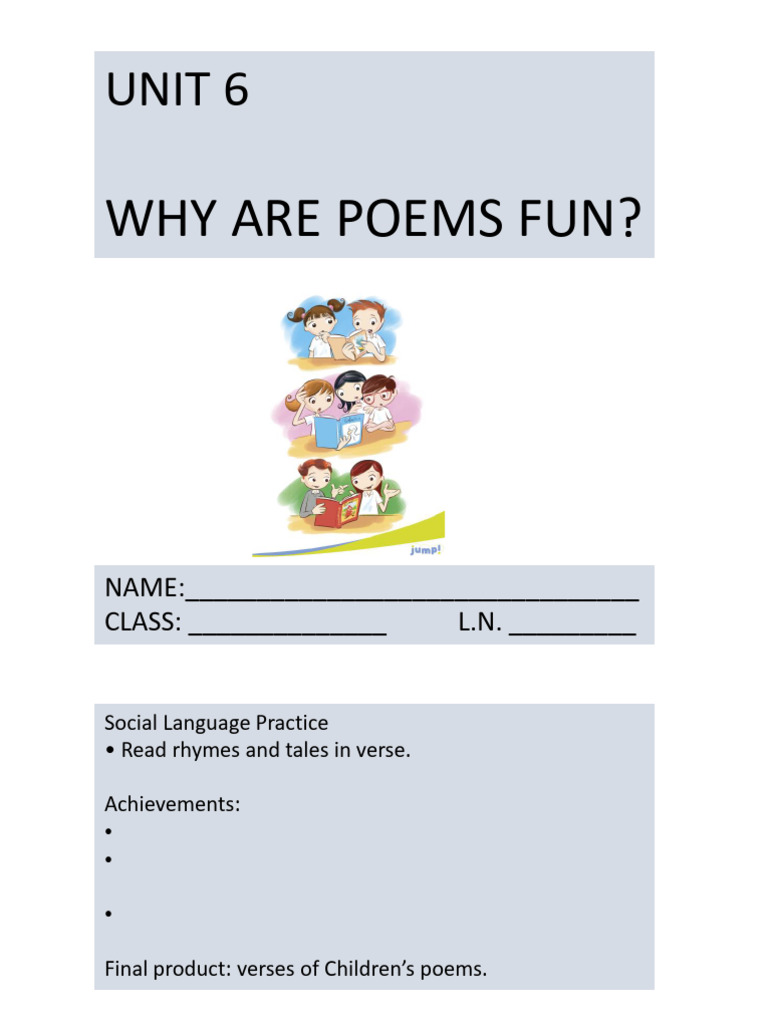 Second Grade Booklet Unit 6 | PDF | Poetry | Rhyme