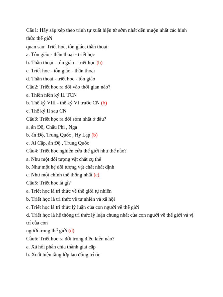 Câu1 đến 40 triết | PDF