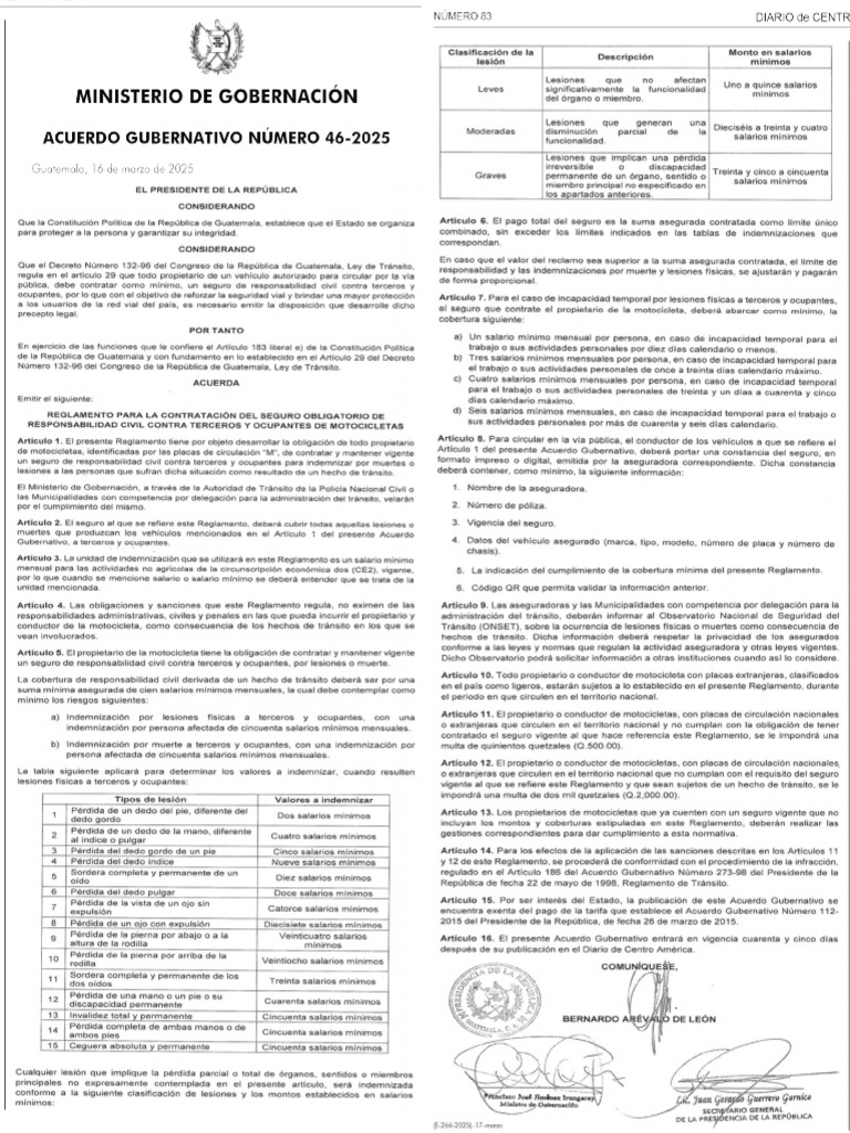 Acuerdo Gubernativo 46 2025 | PDF