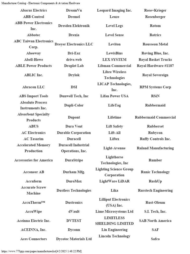 Catalog - Electronic Components & Aviation Hardware | PDF