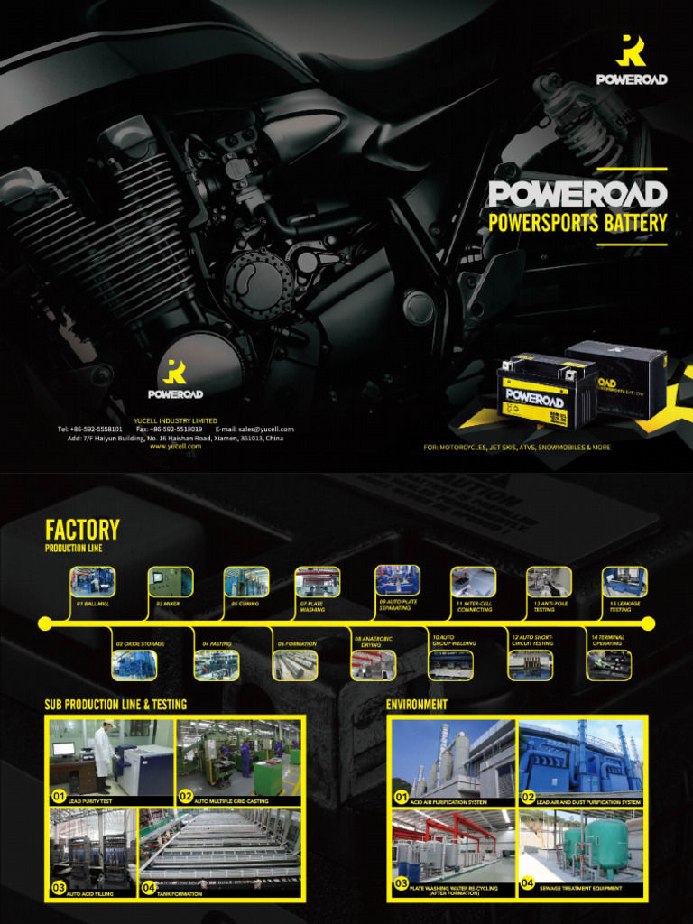 Yucell Motorcycle Battery Catalog | PDF