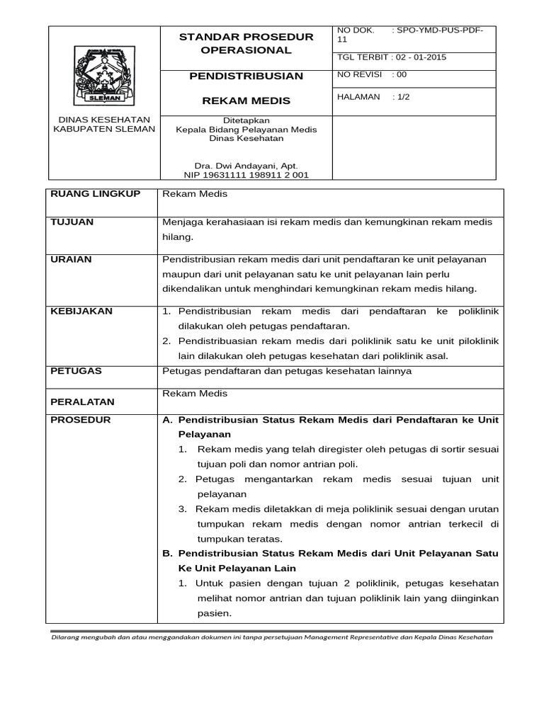 11.SPO. Distribusi Rekam Medis | PDF