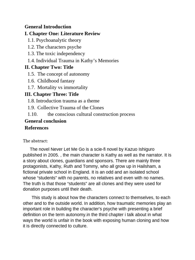 Never Let Me Go Outline + Abstract | PDF