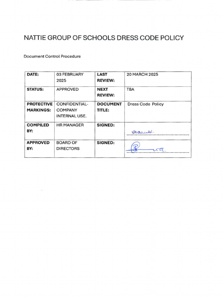 Nattie Group Schools Dress Code Policy | PDF | Clothing | Fashion