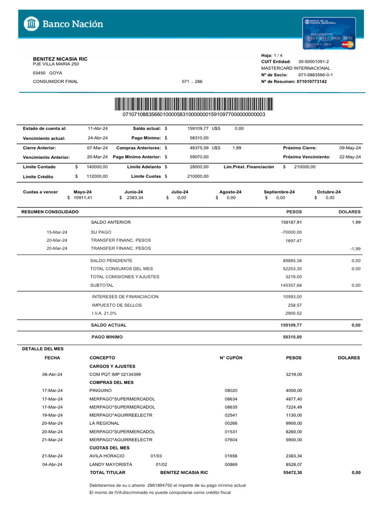 Resumen Tarjeta Nativa Mastercard | PDF | Tarjeta de crédito | Tarjeta ...