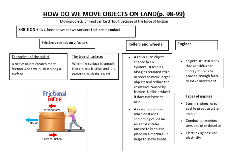 UNit 5 - How Do We Move Objects On Land | PDF | Friction | Engines